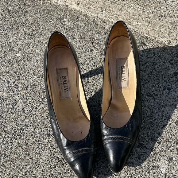 Bally | Shoes | Vintage Bally Black Leather Heels Sleek Design | Poshmark